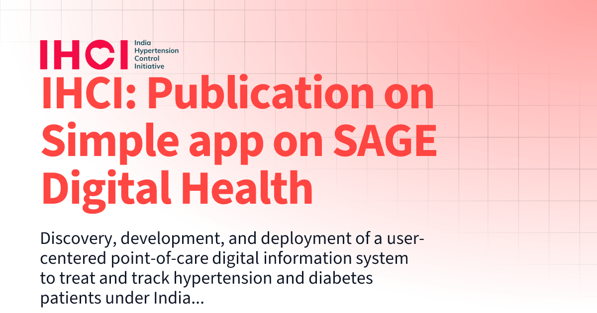IHCI: Publication on Simple app on SAGE Digital Health | IHCI - Indian ...